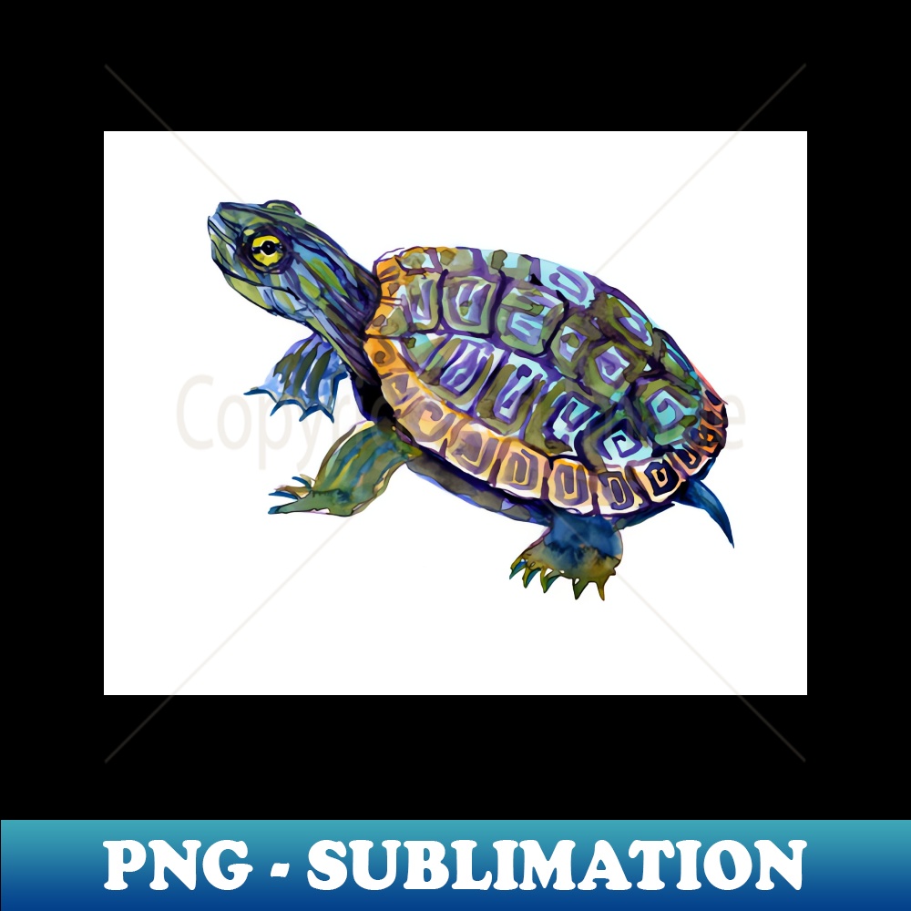 River Turtle Slider Turtle artwork - Instant PNG Sublimation - Inspire ...