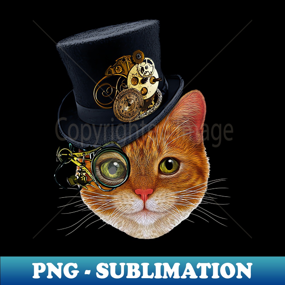 Orange Cat with Steampunk Hat and Monocle - Aesthetic Sublim | Inspire ...