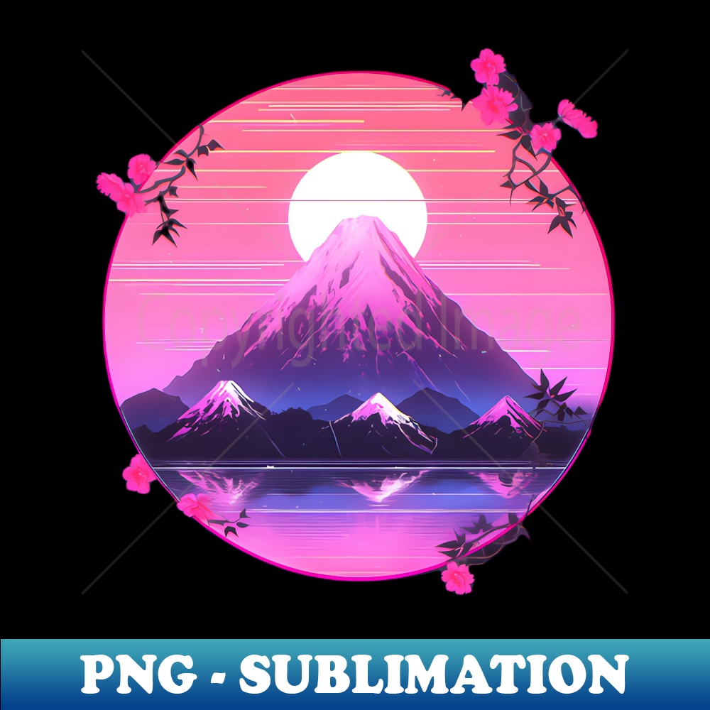 Mount Fuji Flowers - Vaporwave Aesthetic - Premium PNG Subli | Inspire ...