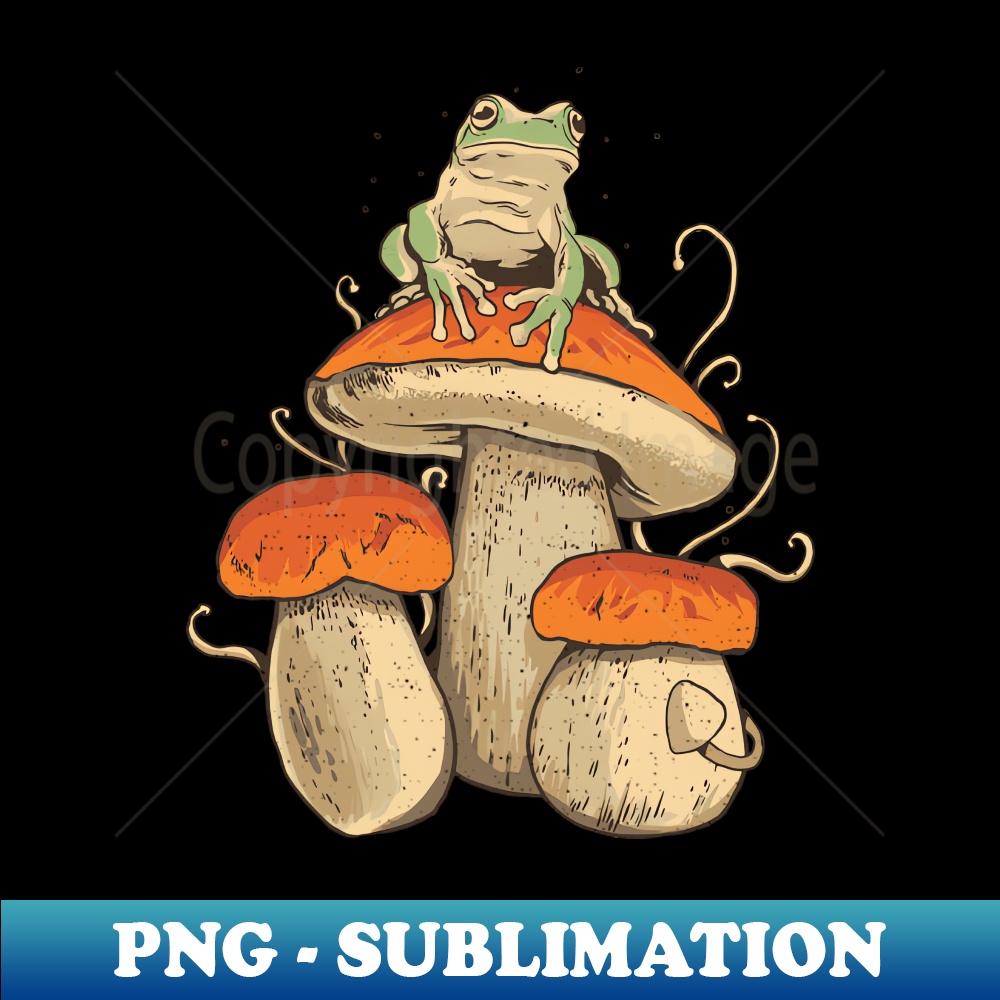 Frog with mushroom cottage core design - Retro PNG Sublimat | Inspire ...