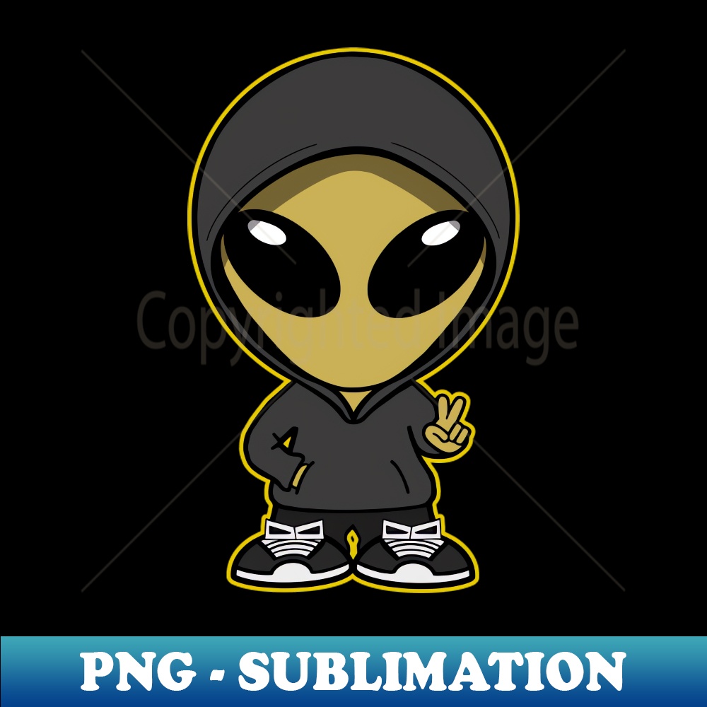 Hooded Space Alien Peace Hand Sign Yellow - Elegant Sublimat | Inspire ...
