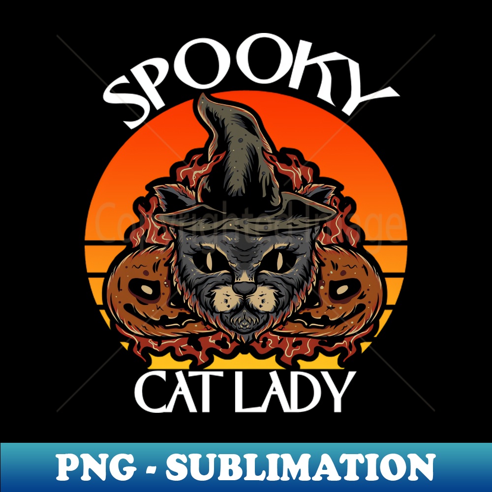 Spooky cat lady Black cat with witch hat - High-Quality PNG | Inspire ...