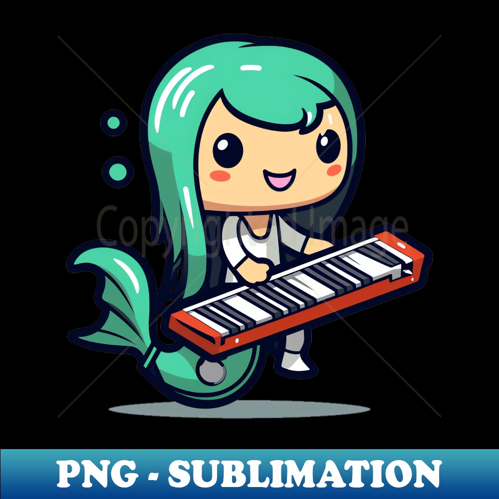Chibi Mermaid Playing Keyboard - PNG Transparent Digital Dow - Inspire ...