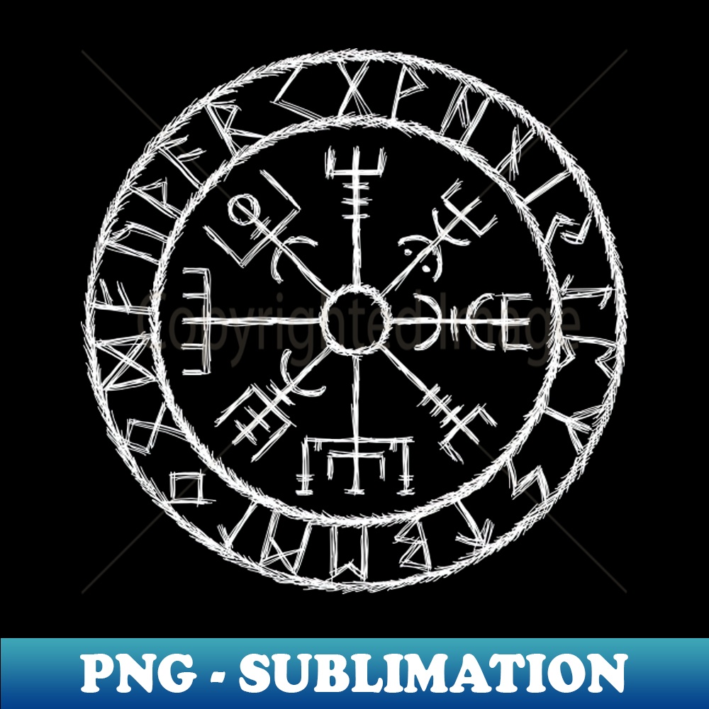 Hand drawn Vegvisir - Viking Compass - Retro PNG Sublimation | Inspire ...