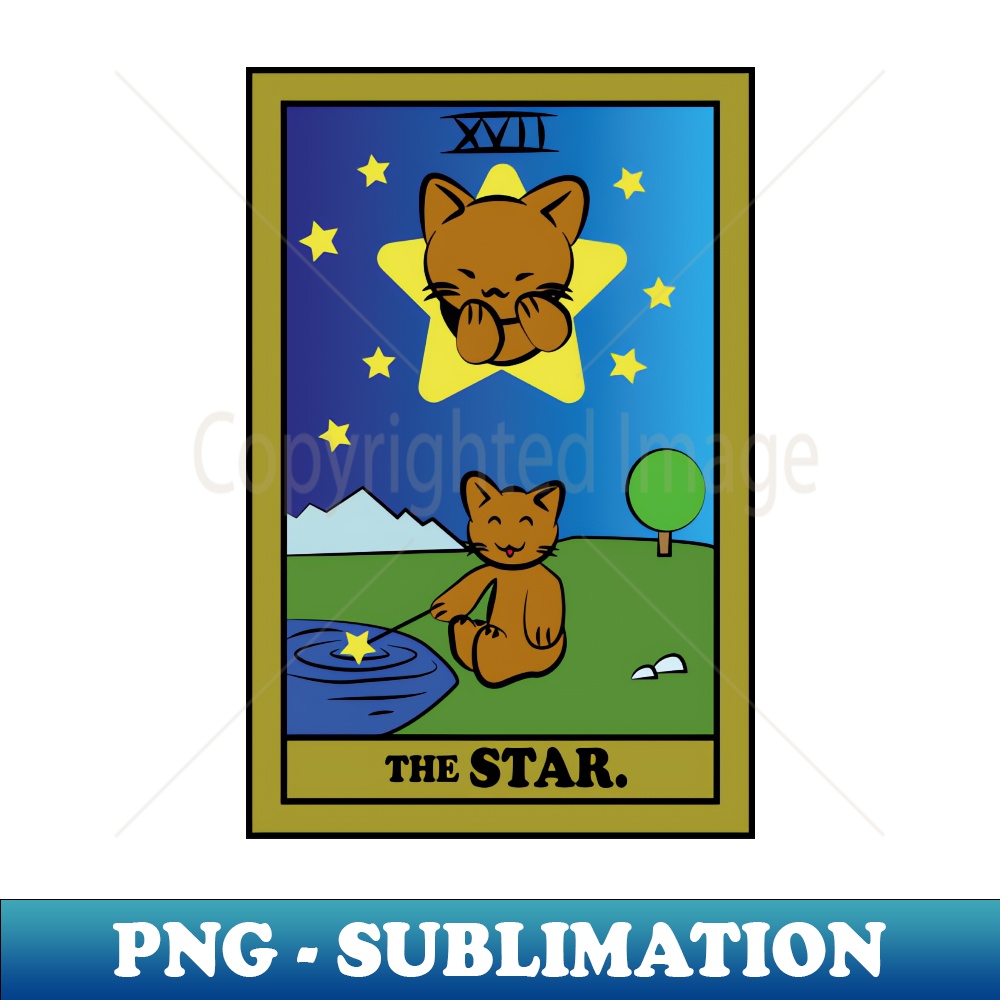 TAROT CARDS THE STAR CAT - Artistic Sublimation Digital Fi | Inspire Uplift