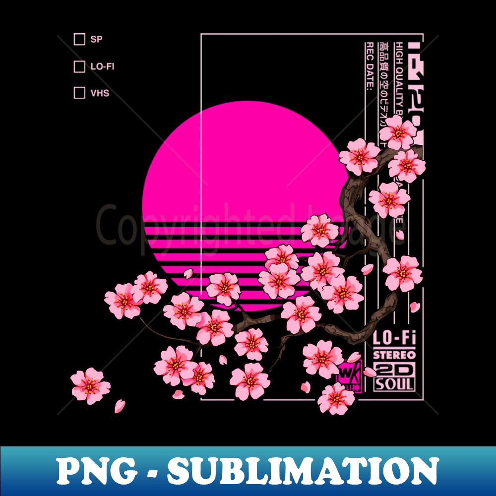 VHS Sakura Rewind Midnight - PNG Transparent Sublimation Des - Inspire Uplift