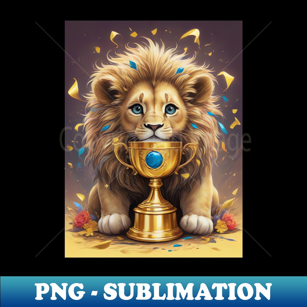 Baby Lion Awarded with gold cup - PNG Sublimation Digital Do | Inspire ...