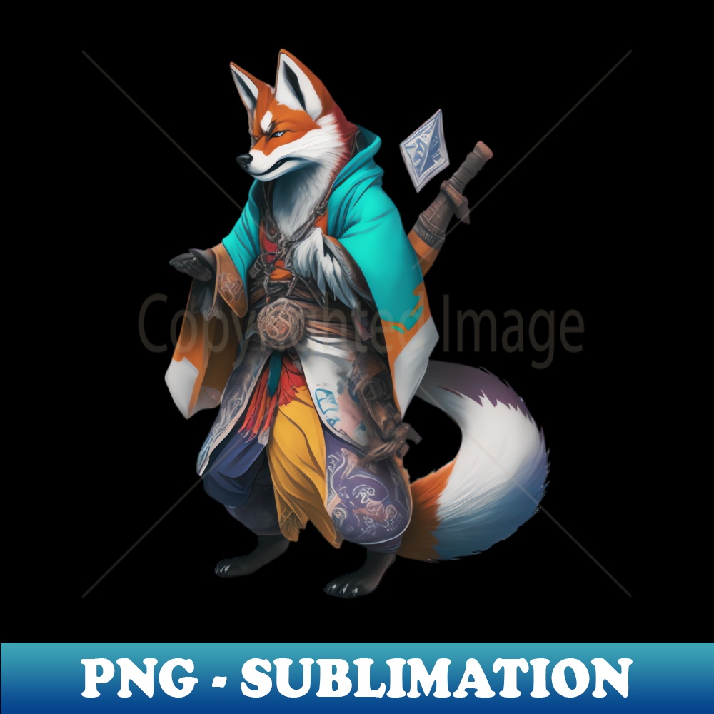 Fox Assassin Dark Warrior in Blue Orange White - Fantasy - | Inspire Uplift