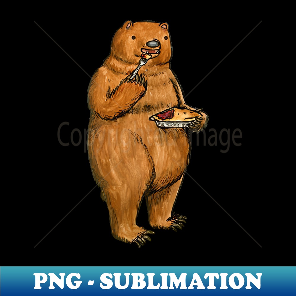 Satisfied Bear Eating Cherry Pie - Aesthetic Sublimation Dig | Inspire Uplift