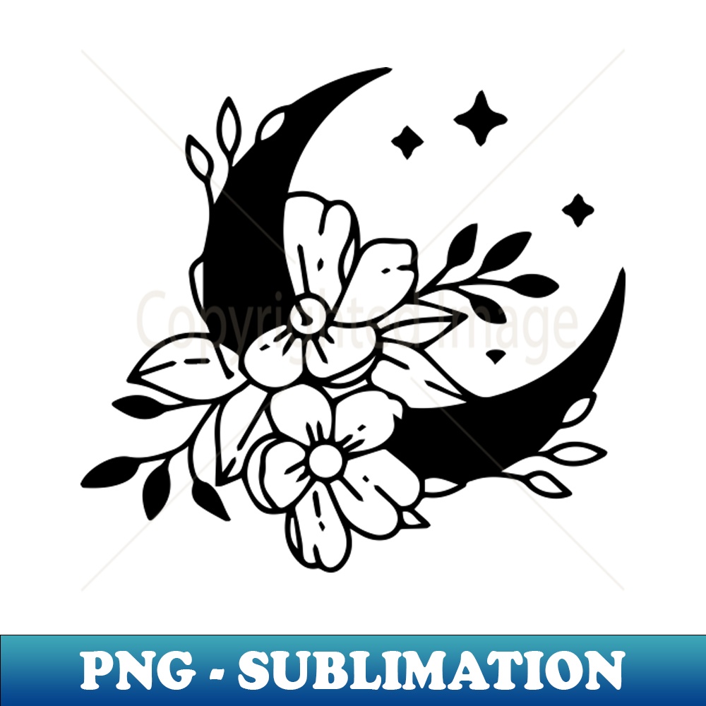 Minimal Moon Flower design - High-Quality PNG Sublimation Do | Inspire ...