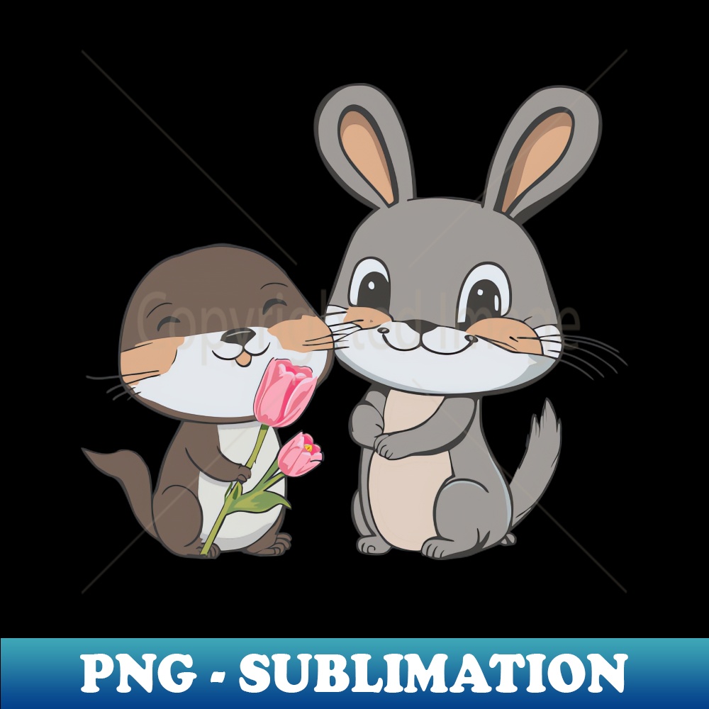 Rabbit Otter Giving Tulip - PNG Transparent Sublimation Fil | Inspire ...
