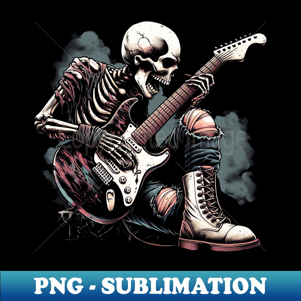 Rocker Skeleton Playing Electric Guitar - Aesthetic Sublimat | Inspire ...