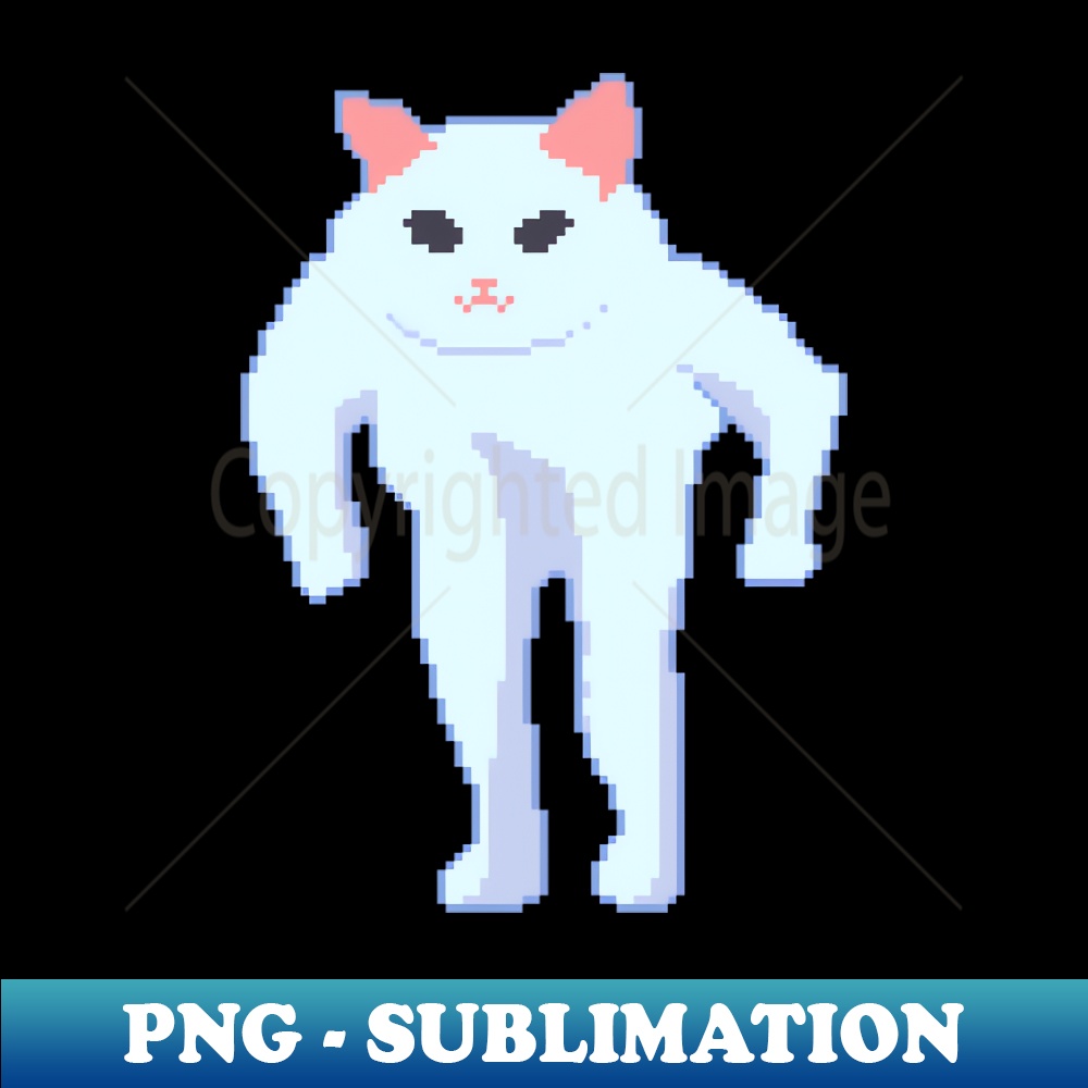 Funny Cat Meme Pixel Art - Modern Sublimation PNG File | Inspire Uplift