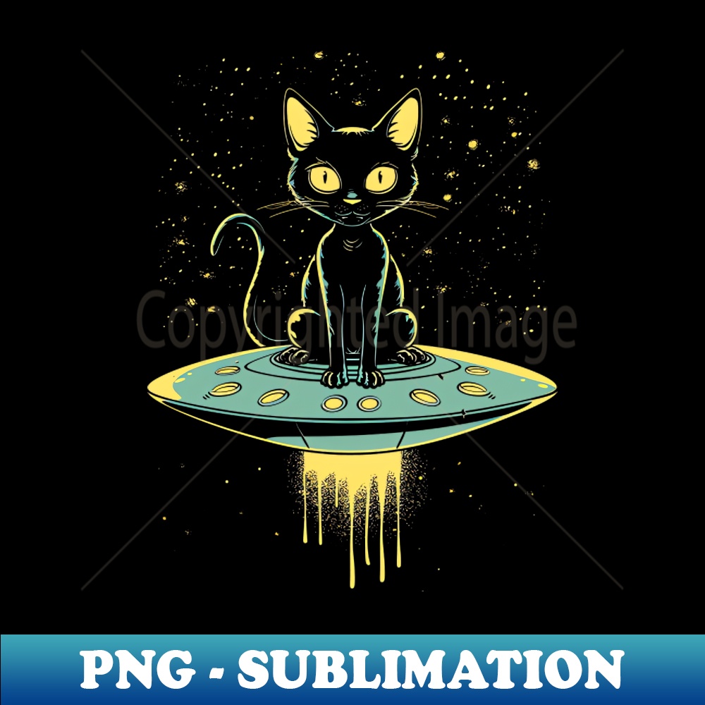 Cat as an alien riding UFO - Unique Sublimation PNG Download | Inspire ...