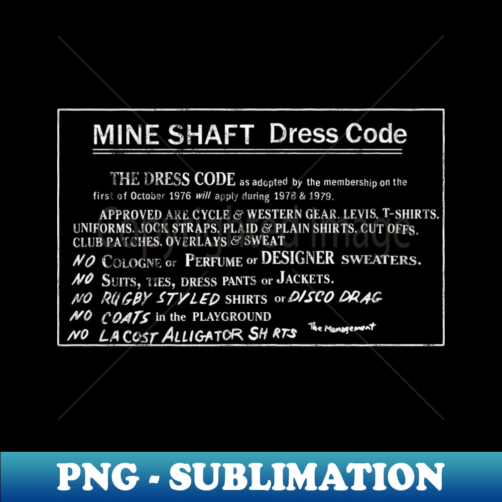 Mine Shaft Dress Code (white) - Retro PNG Sublimation Digita | Inspire ...