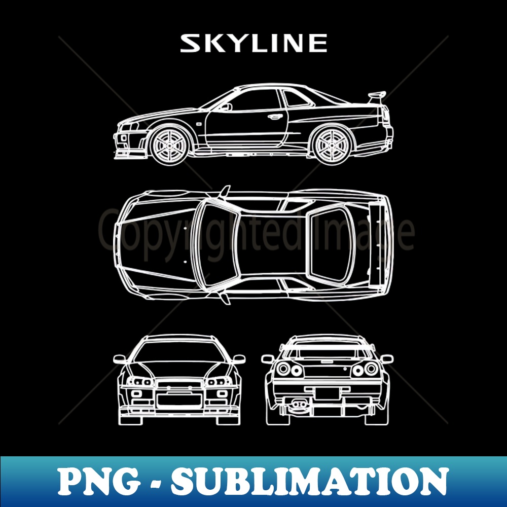 Nissan Skyline GTR R34 Blueprint - PNG Transparent Sublimati | Inspire ...