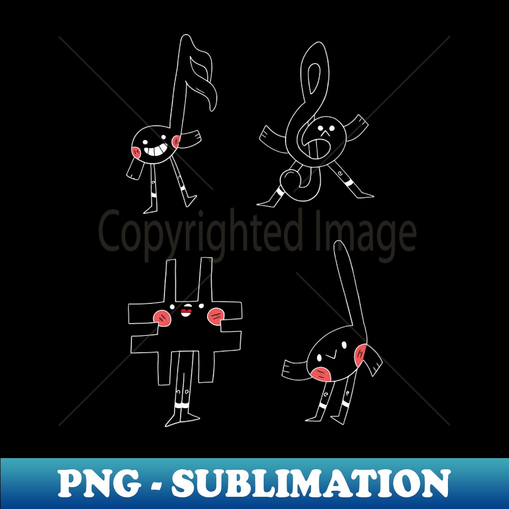 Funny Music Note Art, Cute Music Notes - Retro PNG Sublimati | Inspire ...