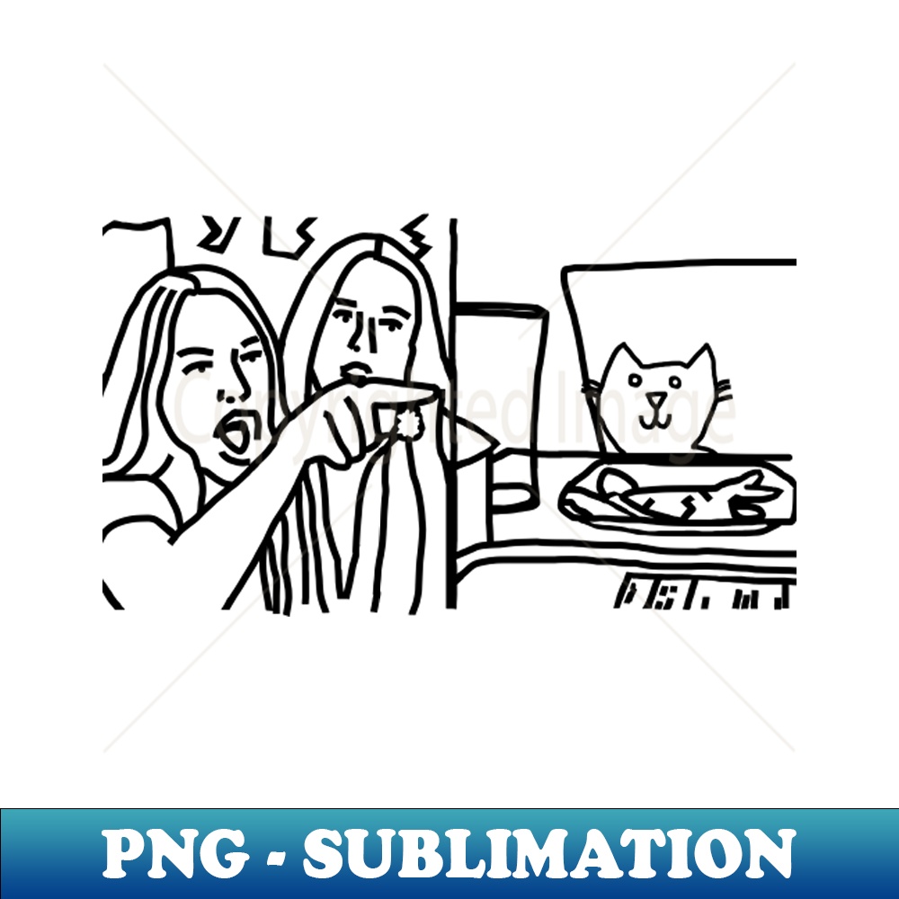 Woman Yelling at Cat Meme Humor Line Drawing - Premium PNG S | Inspire ...