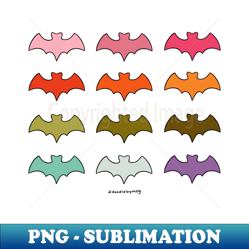 Rainbow Bats - Retro PNG Sublimation Digital Download | Inspire Uplift