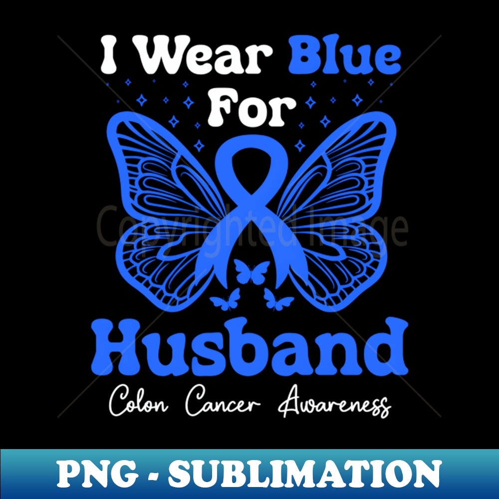 I Wear Blue For My Husband Butterfly Colon Cancer - Premium | Inspire ...