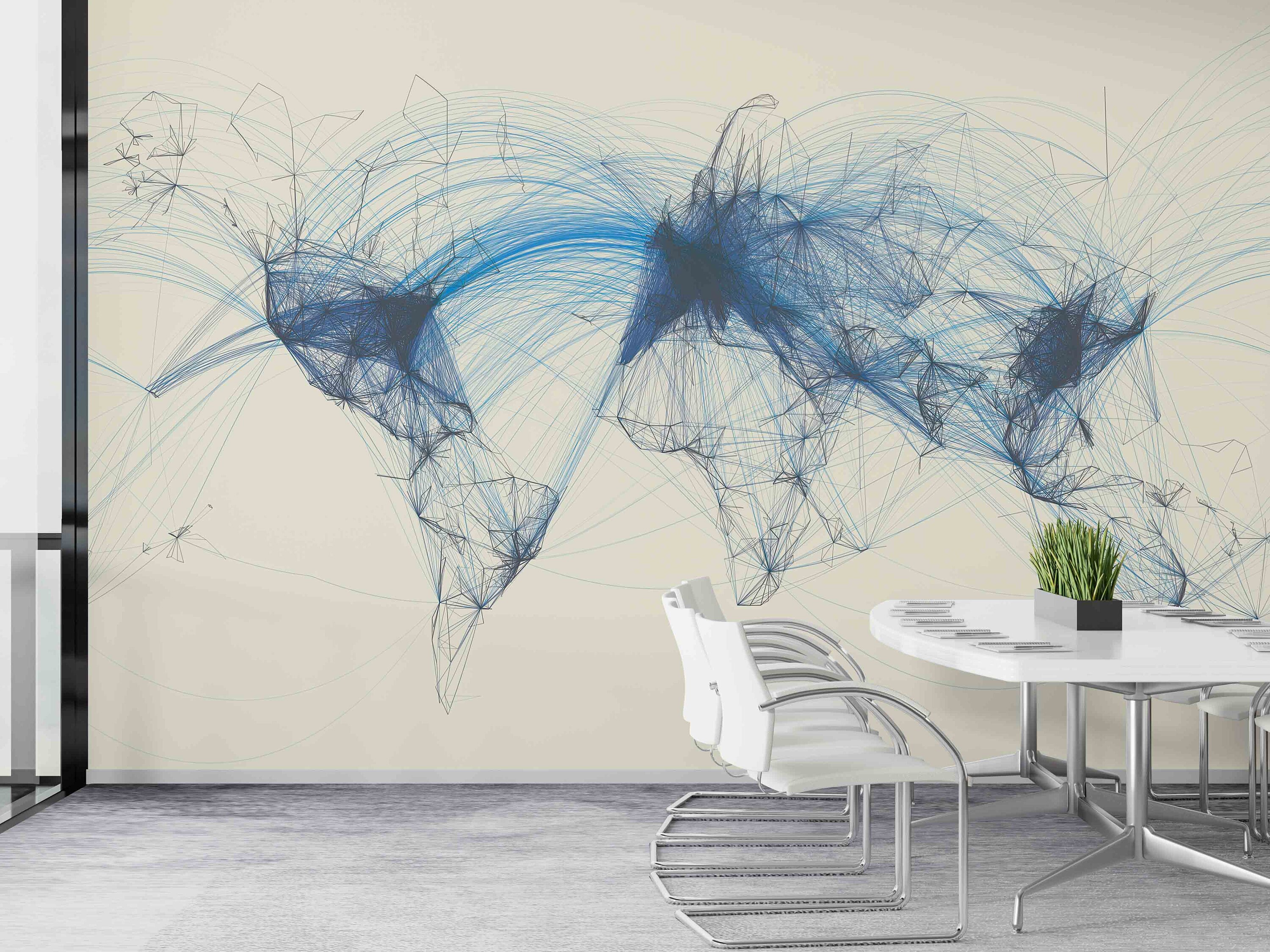 Flilght Routes World Map Wallpaper, Aviation Map Mural, Air | Inspire ...