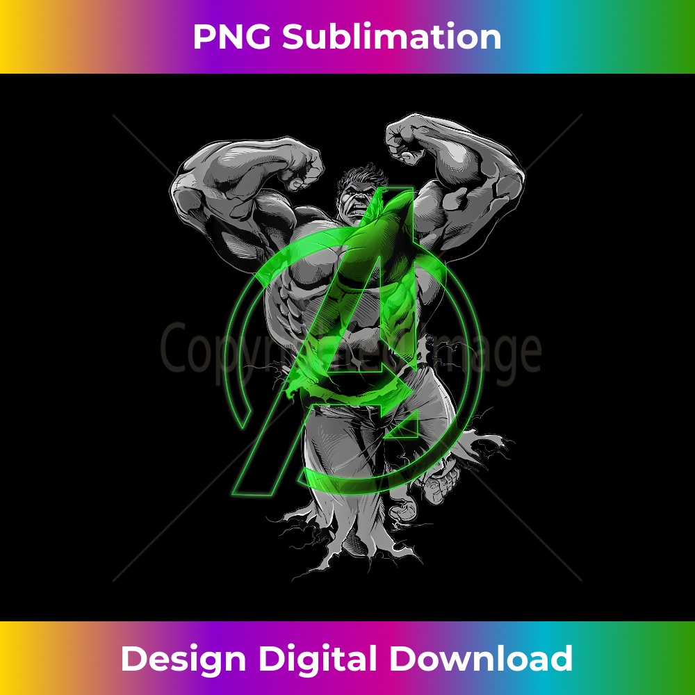Marvel Hulk Grey Scale Action Pose Green Avengers Emblem Tan | Inspire ...
