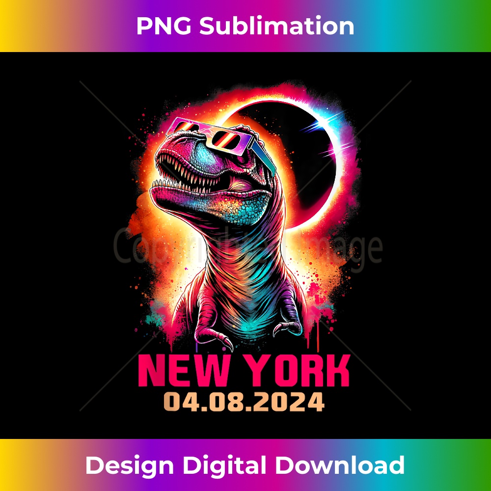 New York Total Solar Eclipse 2024 T Rex Dinosaur Colorful Ta - Inspire ...