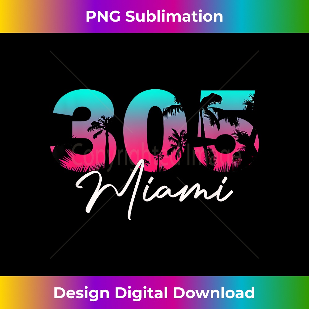 Retro Miami 305 Flamingo Colors - Deluxe PNG Sublimation Dow | Inspire ...