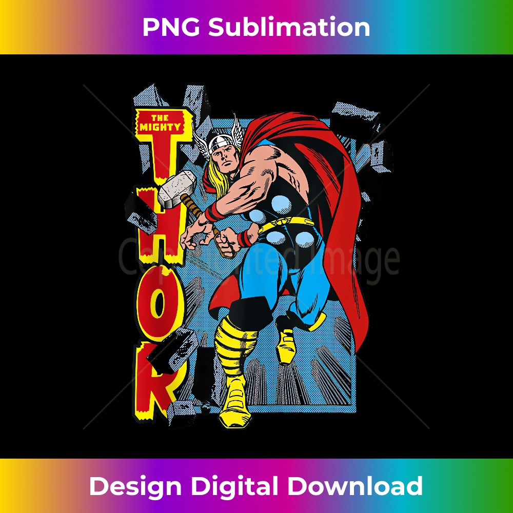 Marvel The Mighty Thor Retro Wall Smash Portrait Logo Tank T | Inspire Uplift