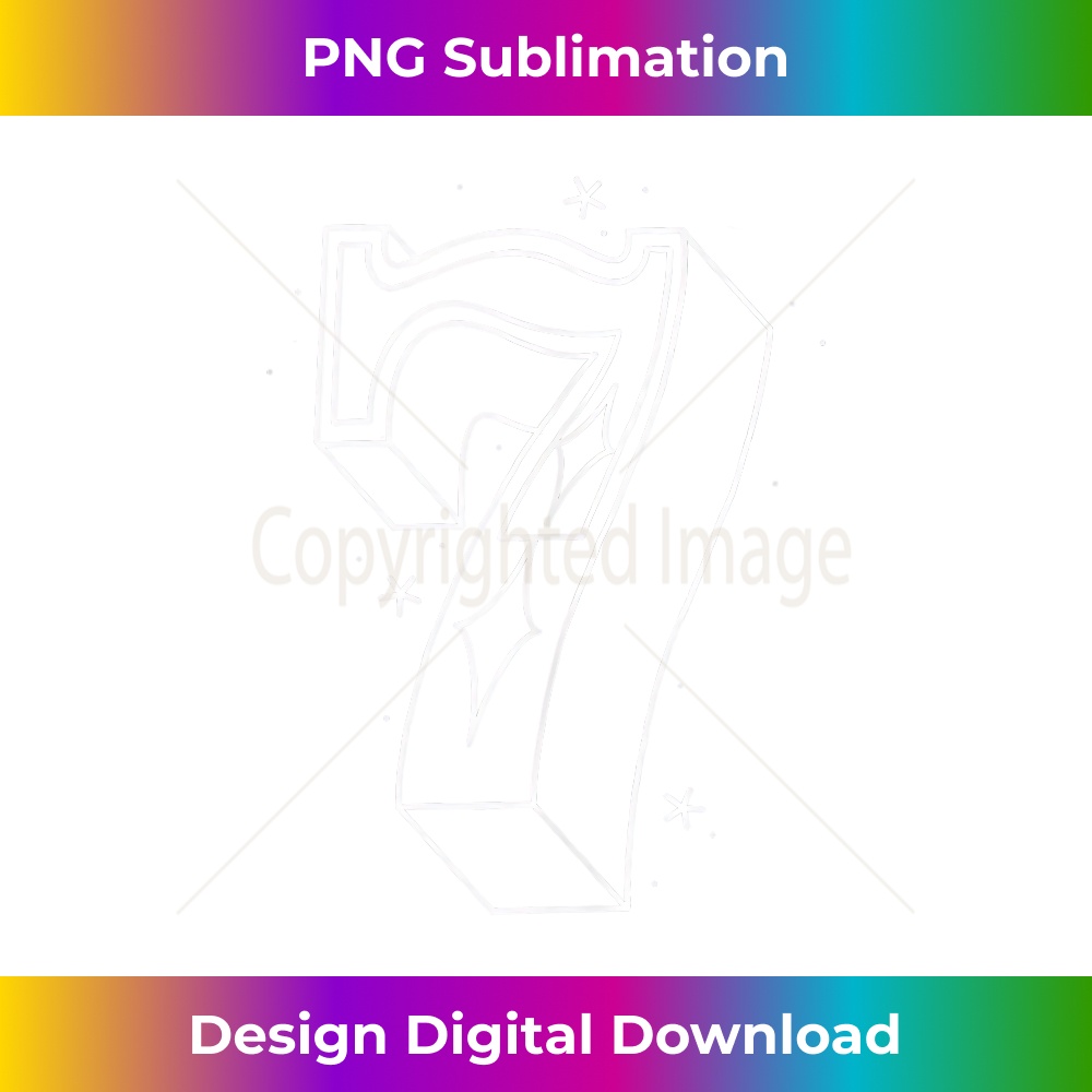 American Traditional Lucky Number Seven Outline Tattoo Tank | Inspire ...