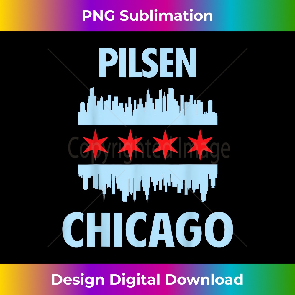 Pilsen Chicago Flag Skyline - Contemporary PNG Sublimation D | Inspire ...
