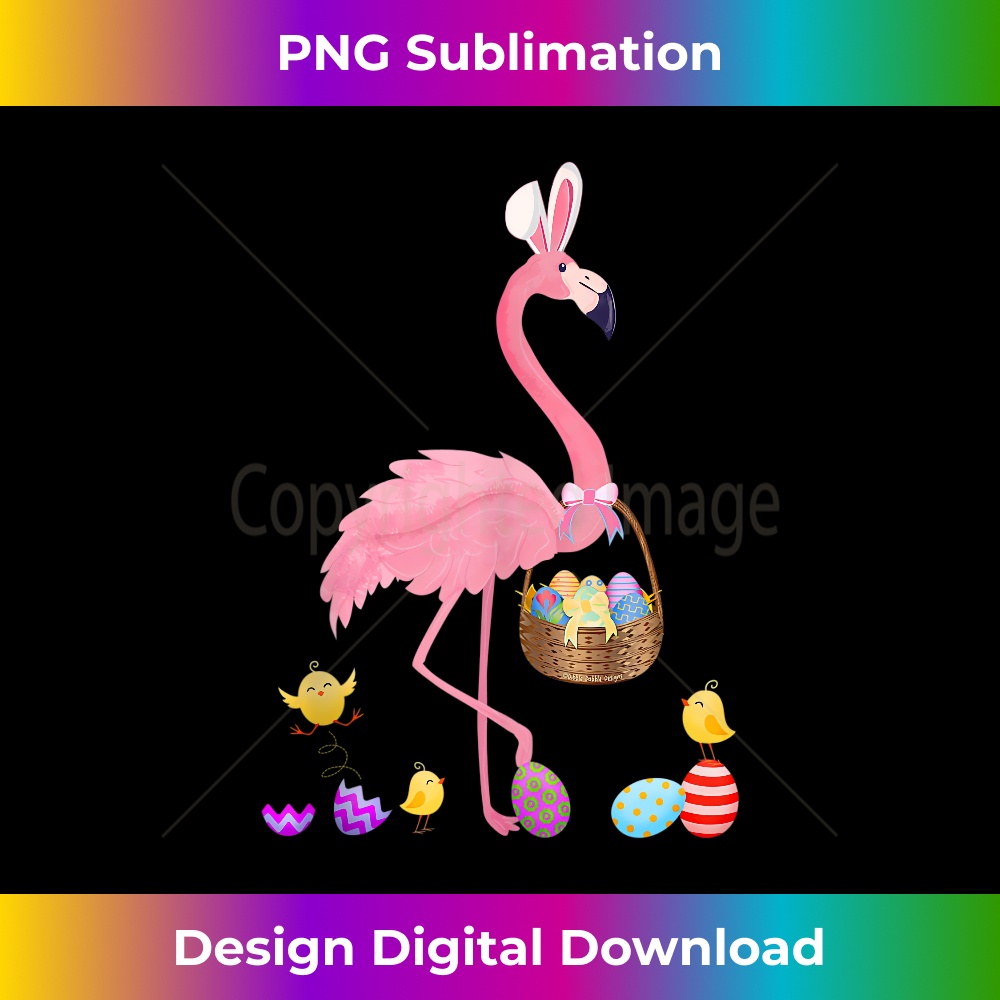 Pretty Easter Flamingo with Bunny Ears and Easter Basket Tan | Inspire ...