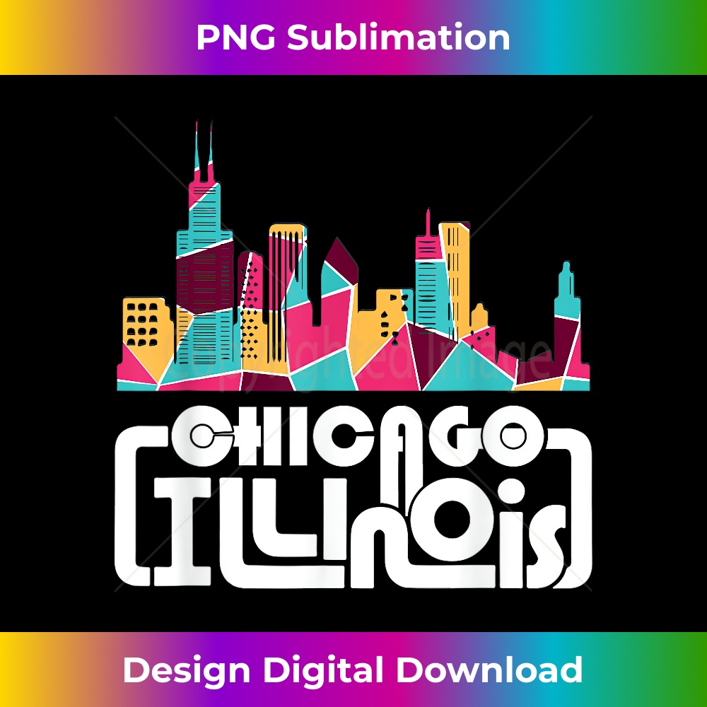 Chicago Illinois Skyline Colorful Building Silhouette - Besp - Inspire ...