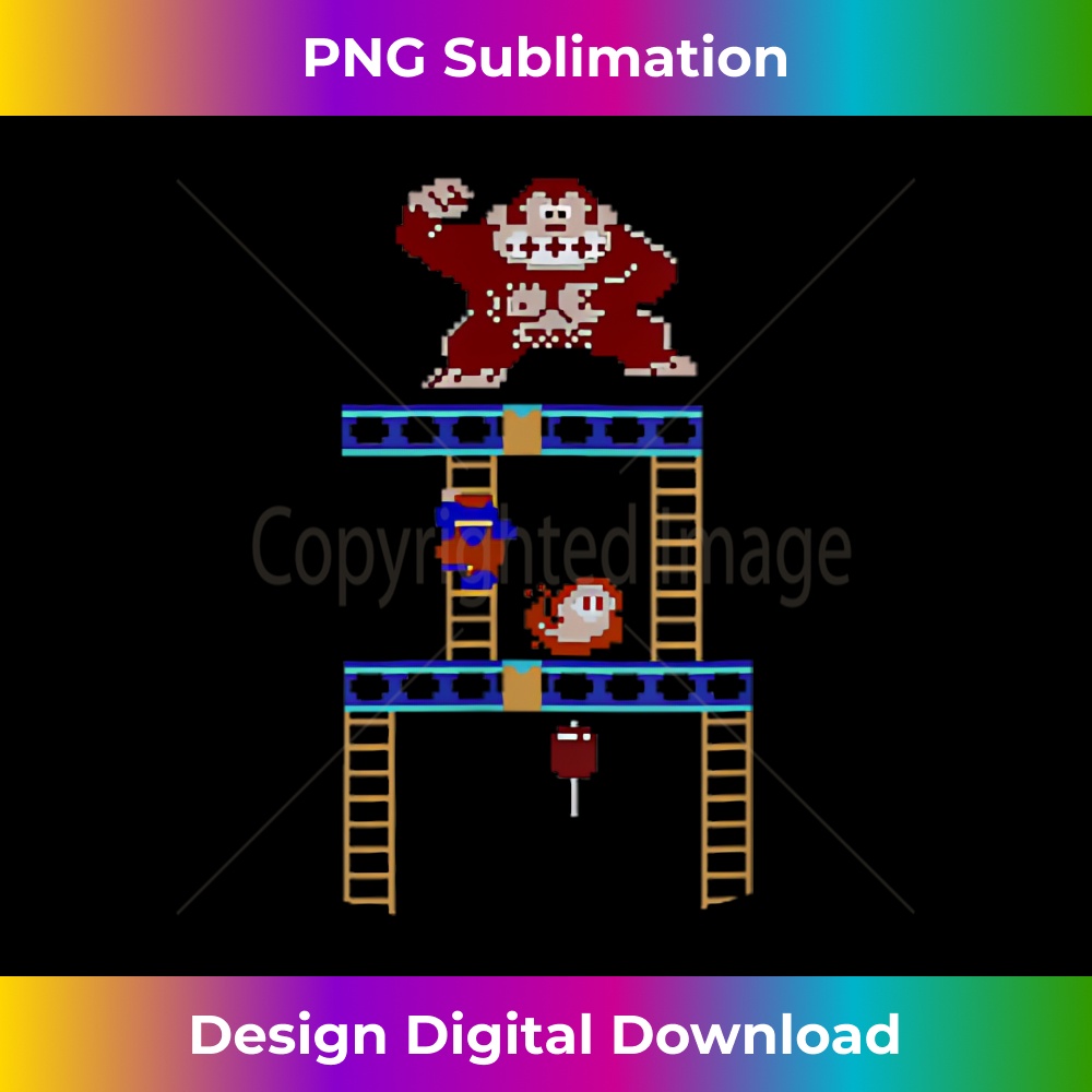 Super Mario Donkey Kong Ladder Pixel Game Scene Portrait Tan | Inspire ...