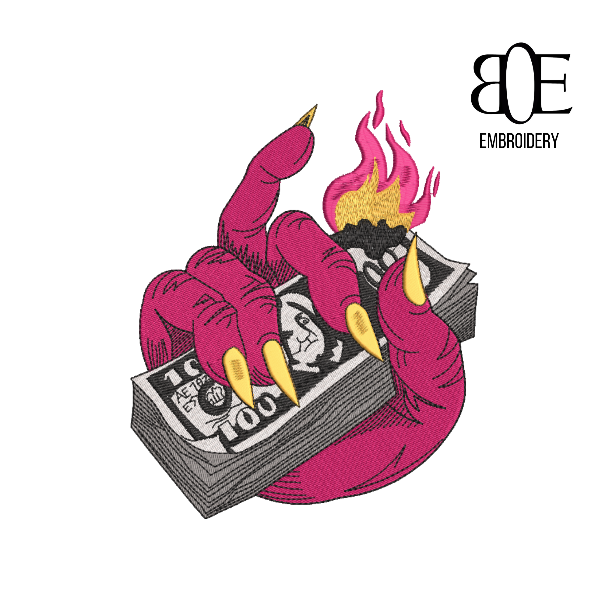 Burning money machine embroidery design, Hand money embroide - Inspire ...