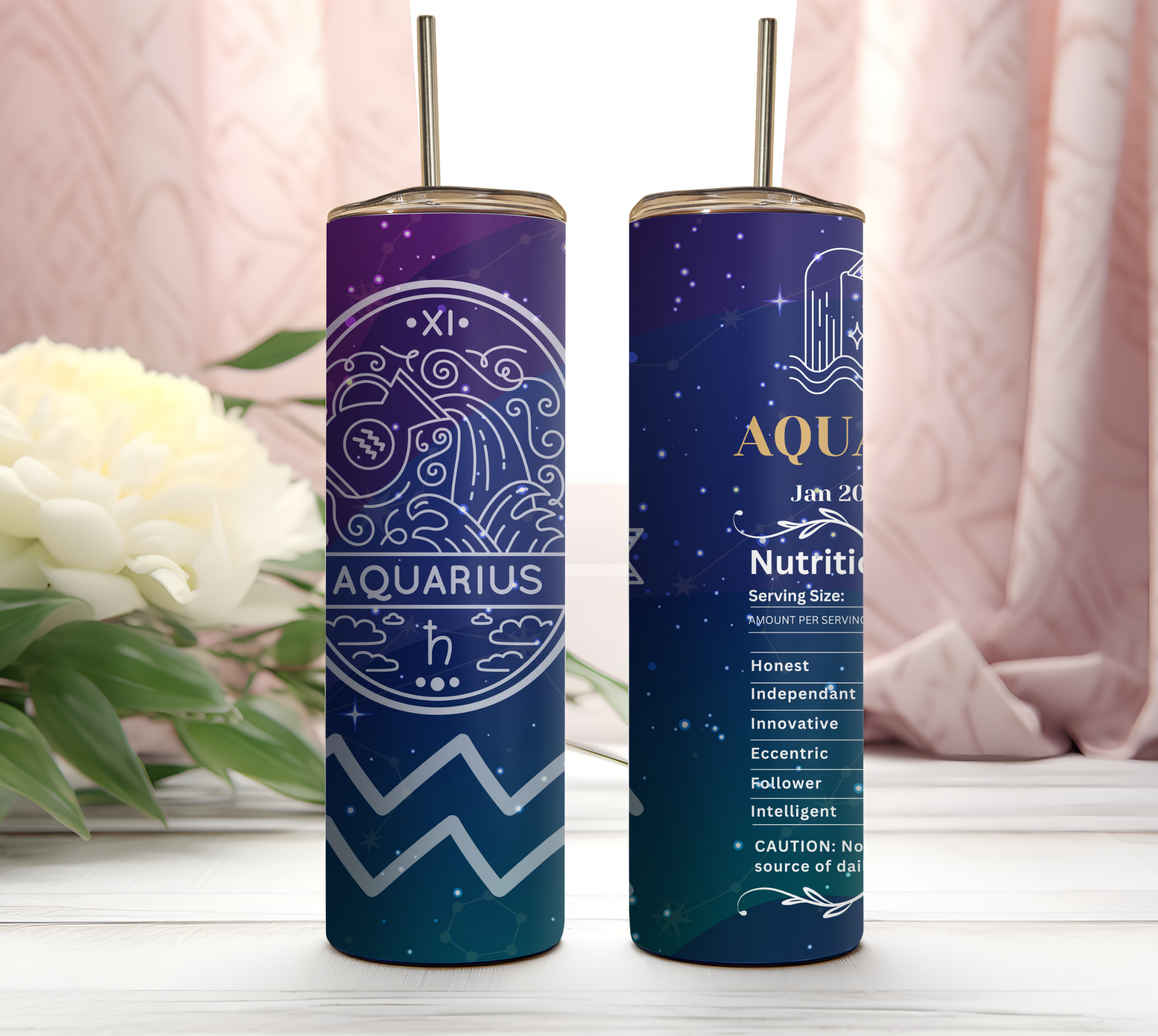 NEW Original Zodiac Aquarius 20oz Standard Tumbler wrap - Inspire Uplift