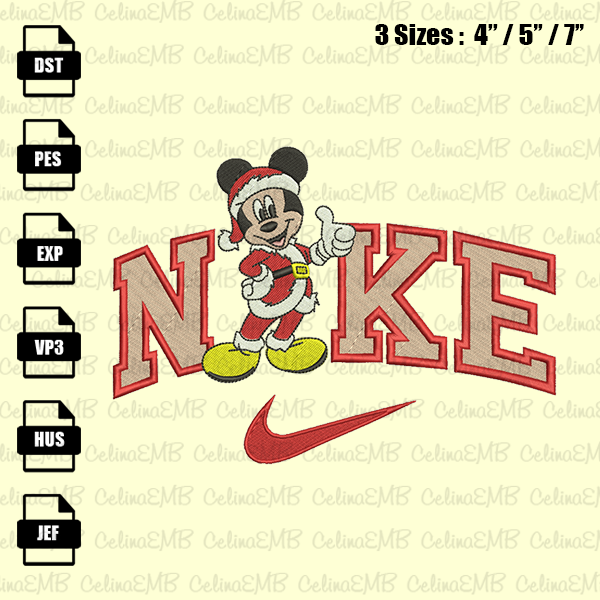 Mickey Mouse Christmas Embroidery Design | Inspire Uplift