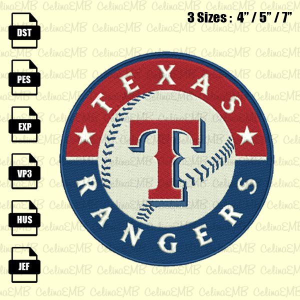 Texas Rangers Embroidery Design, MLB Embroidery File, Instan | Inspire ...