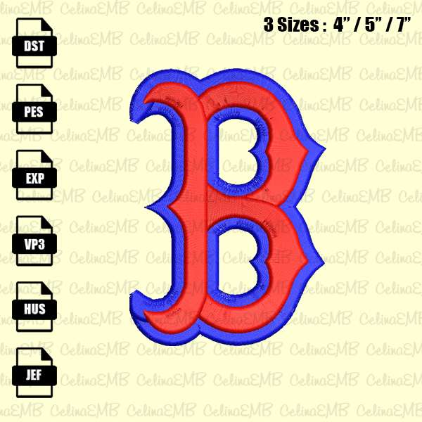 Boston Red Sox Logo 3D Embroidery Design, MLB Embroidery Fil - Inspire ...