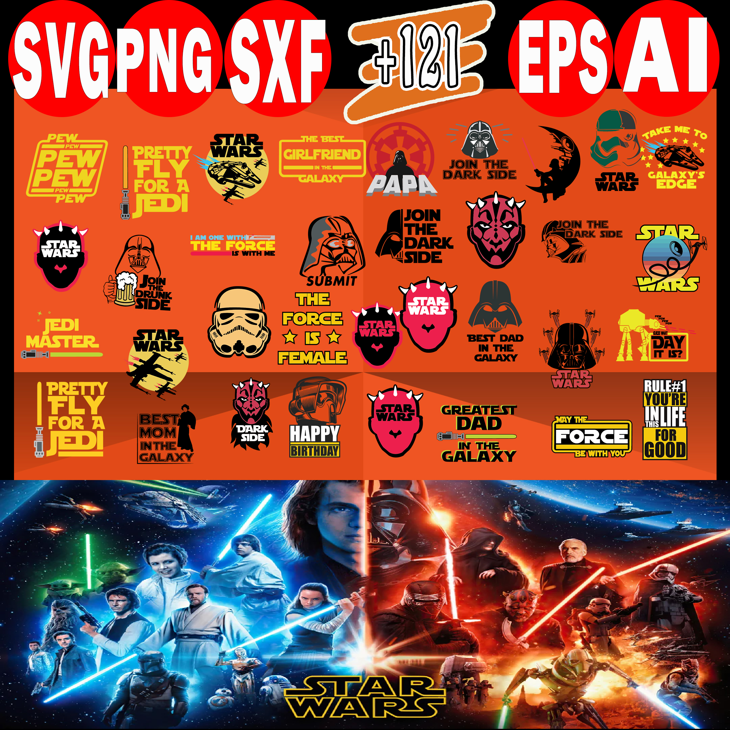 Star Wars SVG, Darth Vader SVG, Mandalorian SVG, Star Wars F | Inspire ...