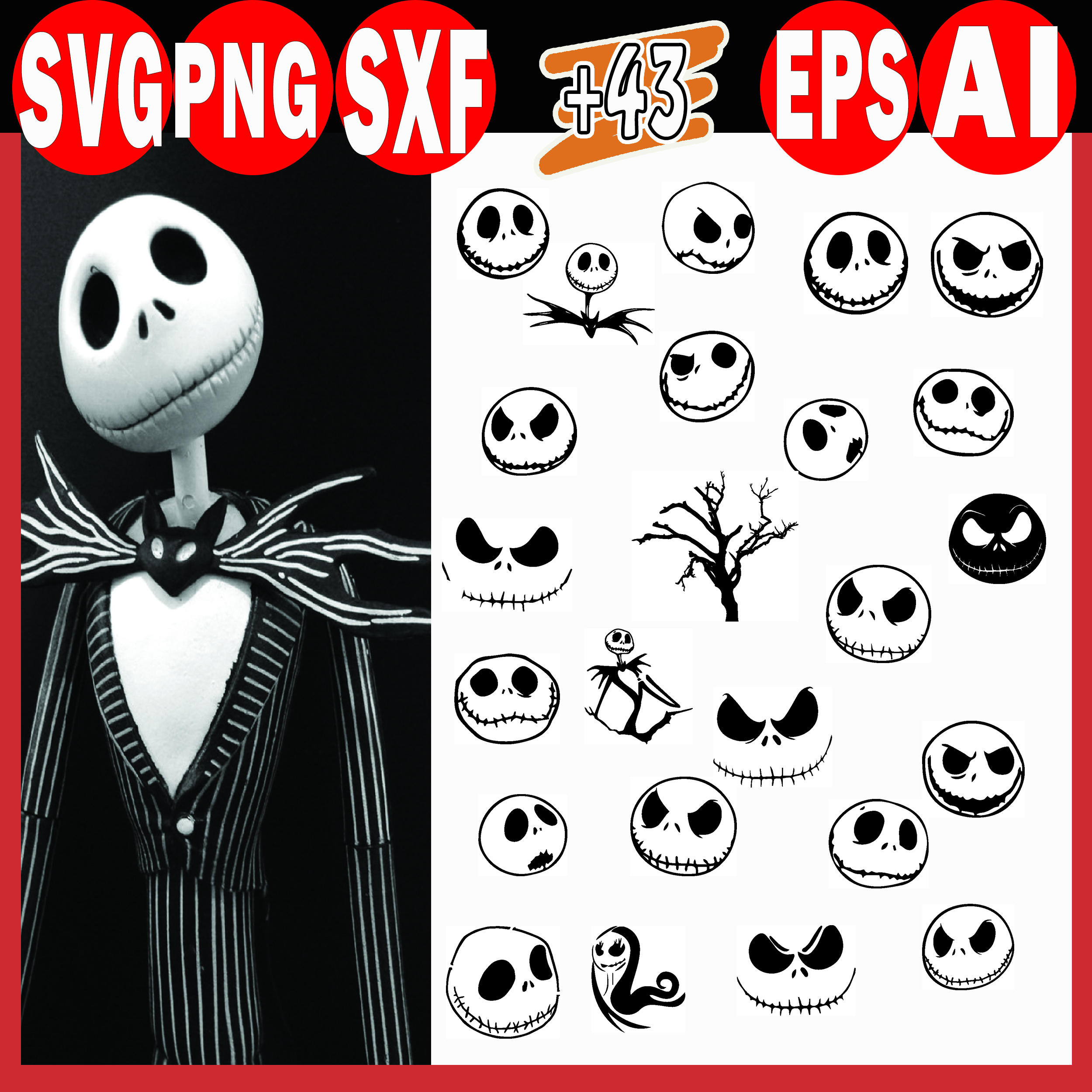 Jack Skelington SVG, Jack Skellington Clipart, Nightmare Bef | Inspire ...