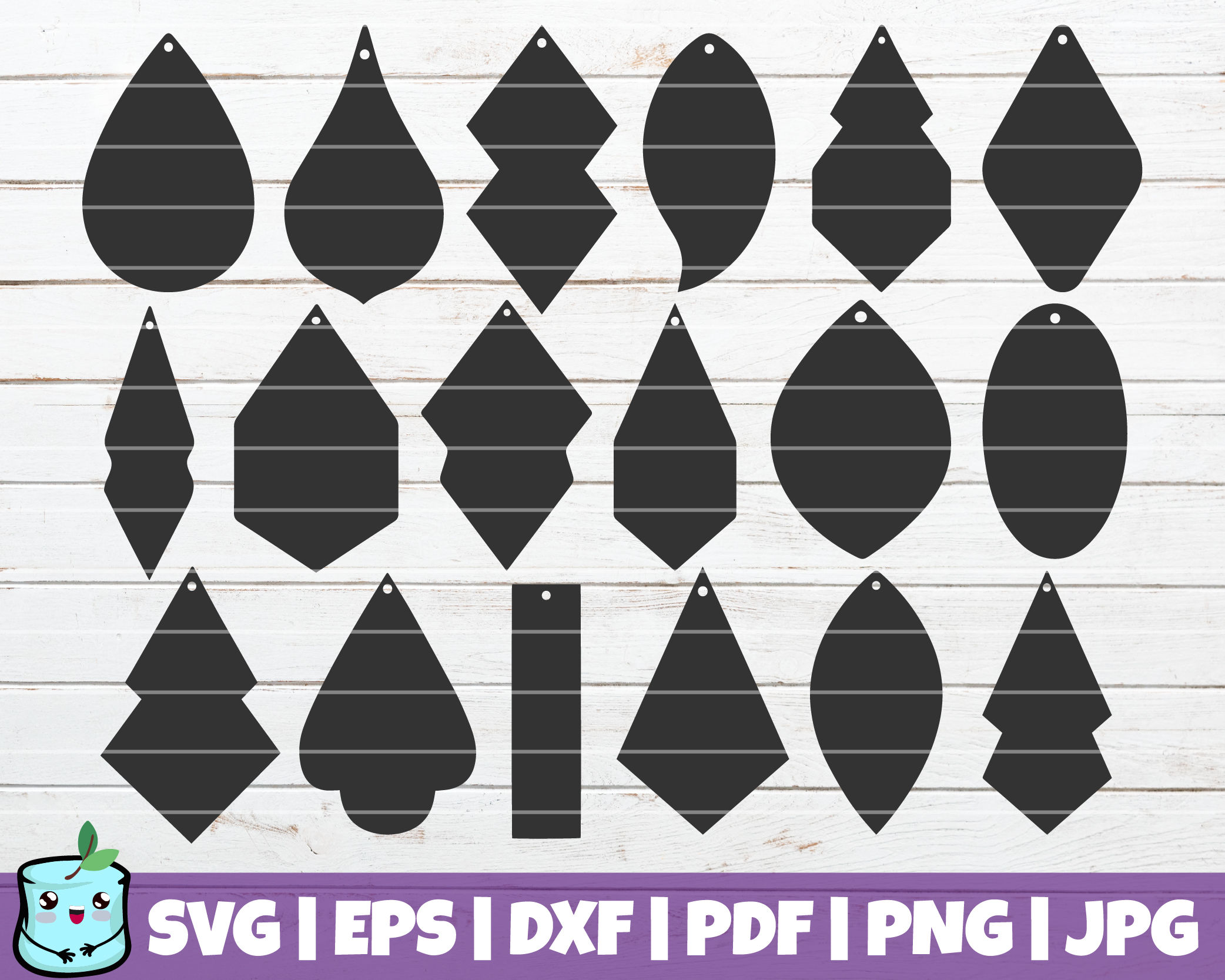 Earring Shape SVG Silhouette Pack - 18 Designs | Digital Dow | Inspire ...