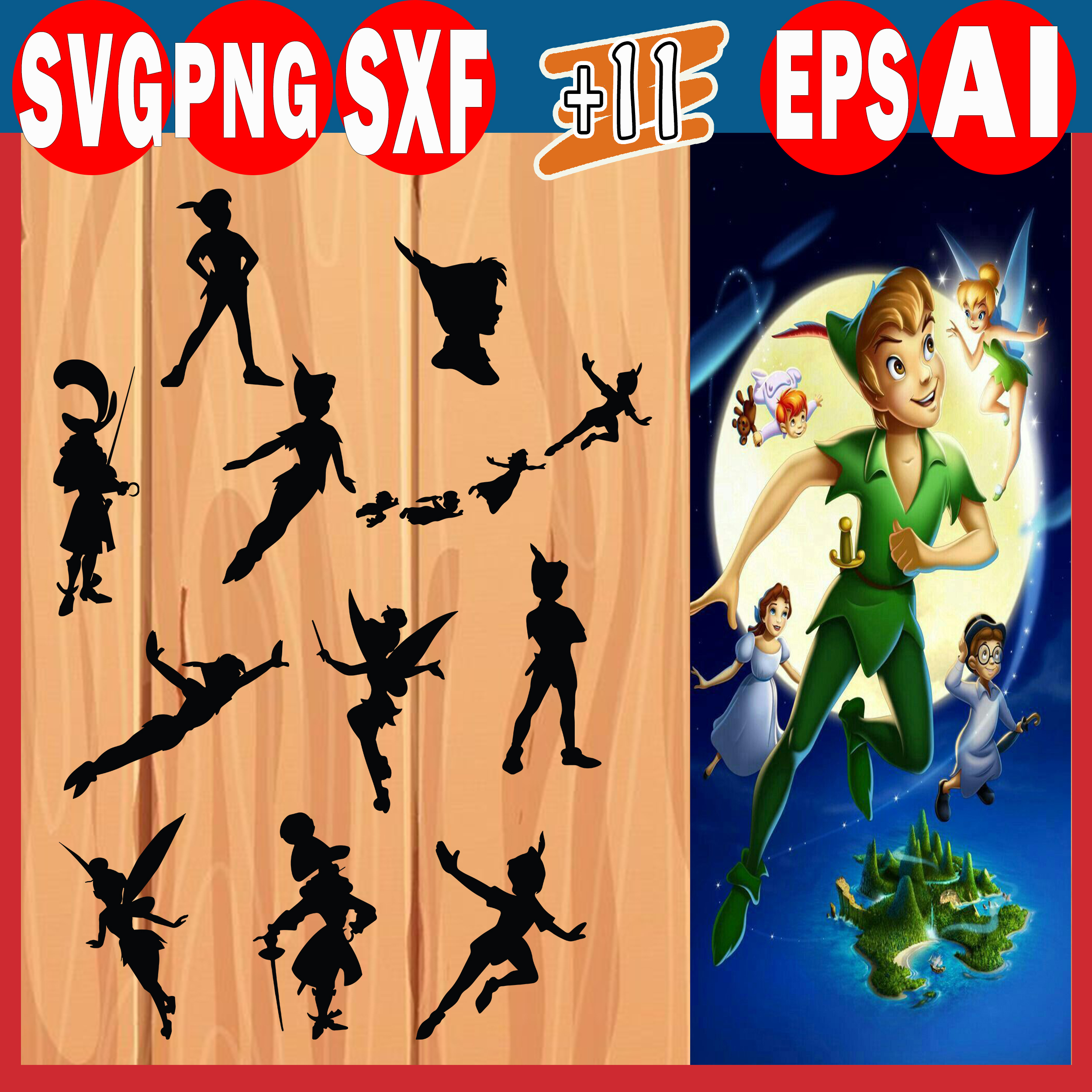 Peter Pan Svg, Peter Pan Silhouettes Svg, Disney Svg, Disney | Inspire ...