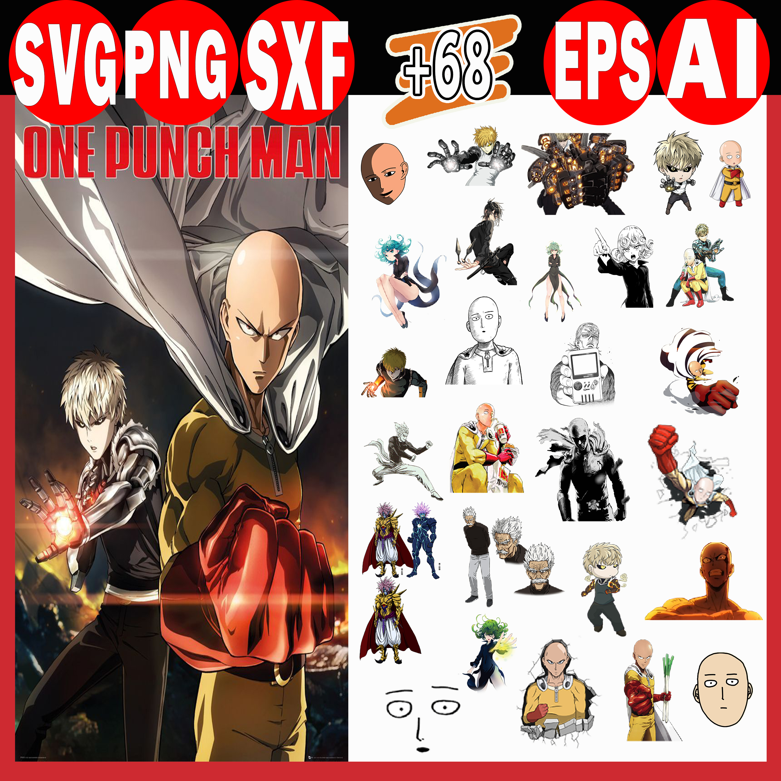 Saitama Svg, One Punch Man Svg, Anime Characters Svg, Anime - Inspire ...