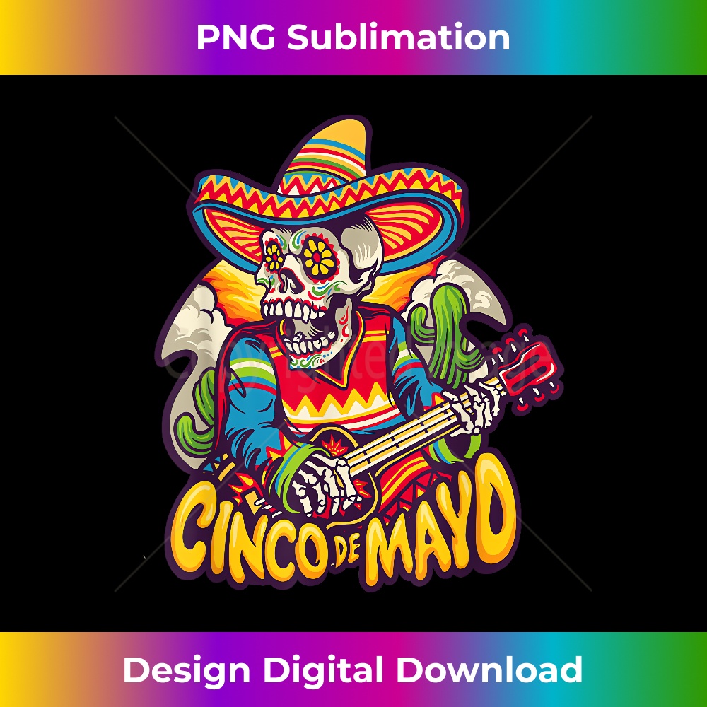 Cinco De Mayo Skull Playing Guitar - Sublimation-Optimized P | Inspire Uplift