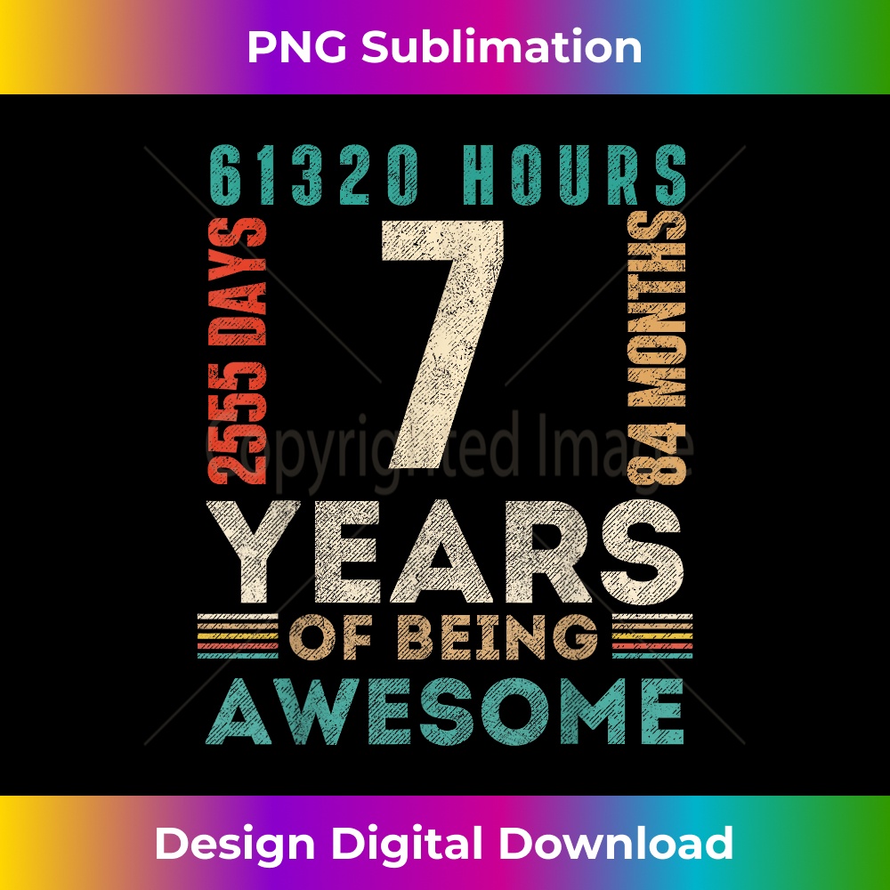 7th Birthday Hours Days Months 7 Years Old Bday - Sleek Subl | Inspire ...