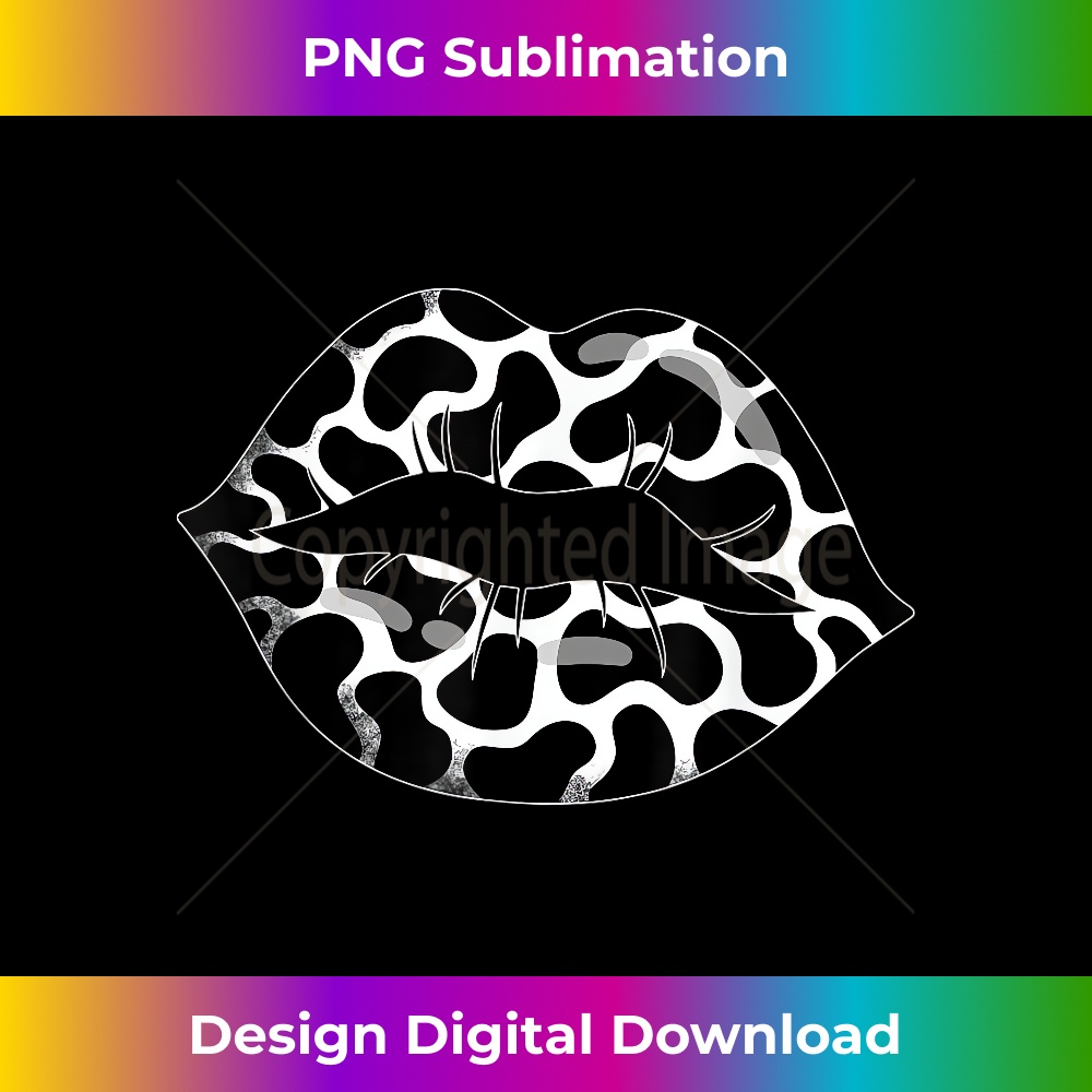 Cute Cow Print Lips Cow Pattern Animal Black White Kiss Lips - Inspire ...
