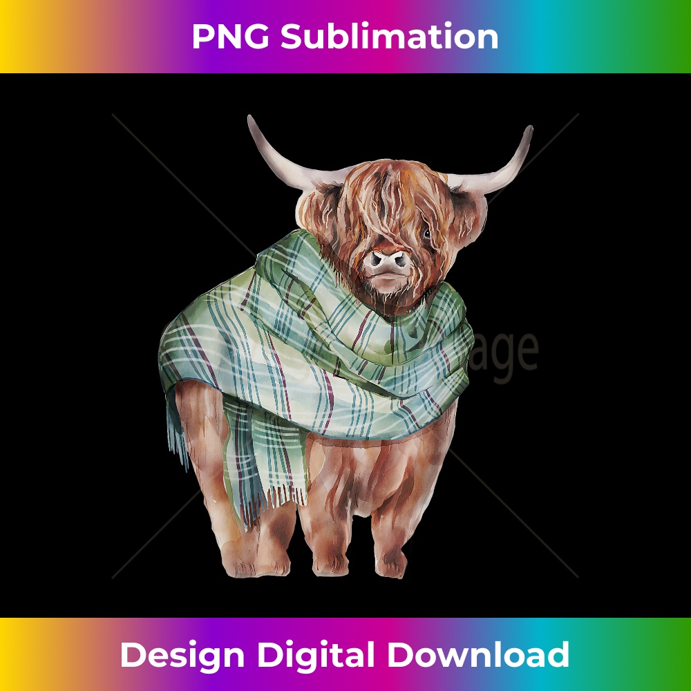 Cute Scottish Highland Cow With Green Plaid Scarf Heifer - S | Inspire ...