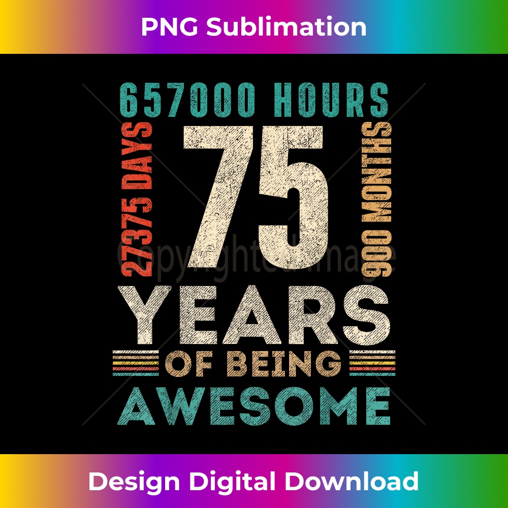 75th Birthday Hours Days Months 75 Years Old Bday - Timeless | Inspire ...