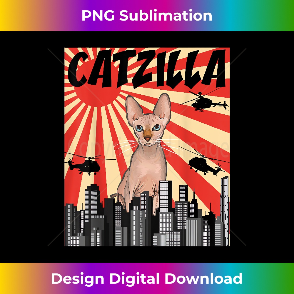 Funny Retro Japanese Catzilla Sphynx Cat - Sophisticated PNG | Inspire ...